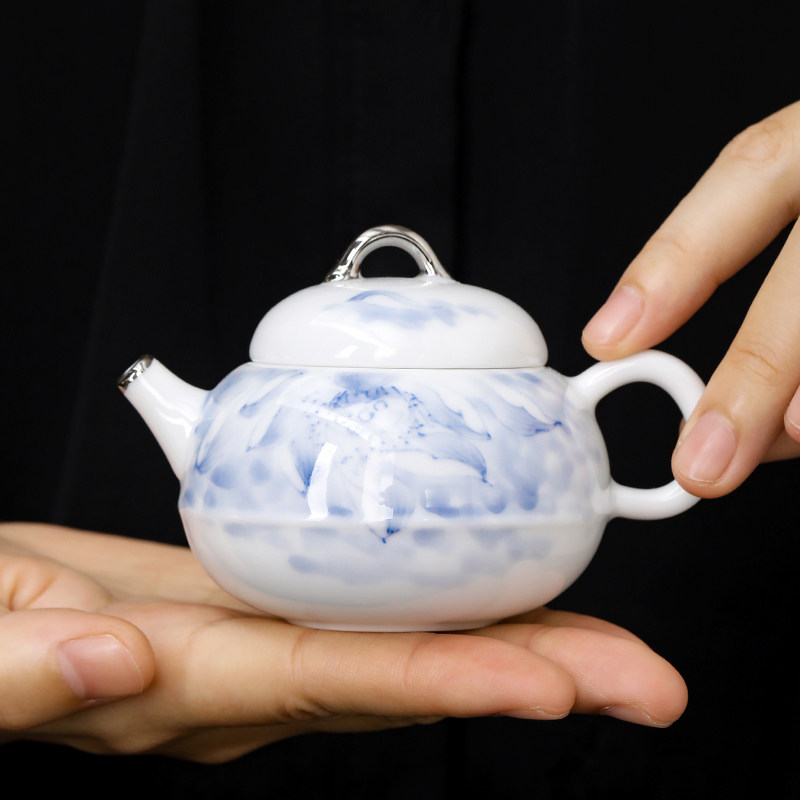向行手绘荷韵小茶壶高档精致茶水壶定制单壶家用泡茶器功夫茶具