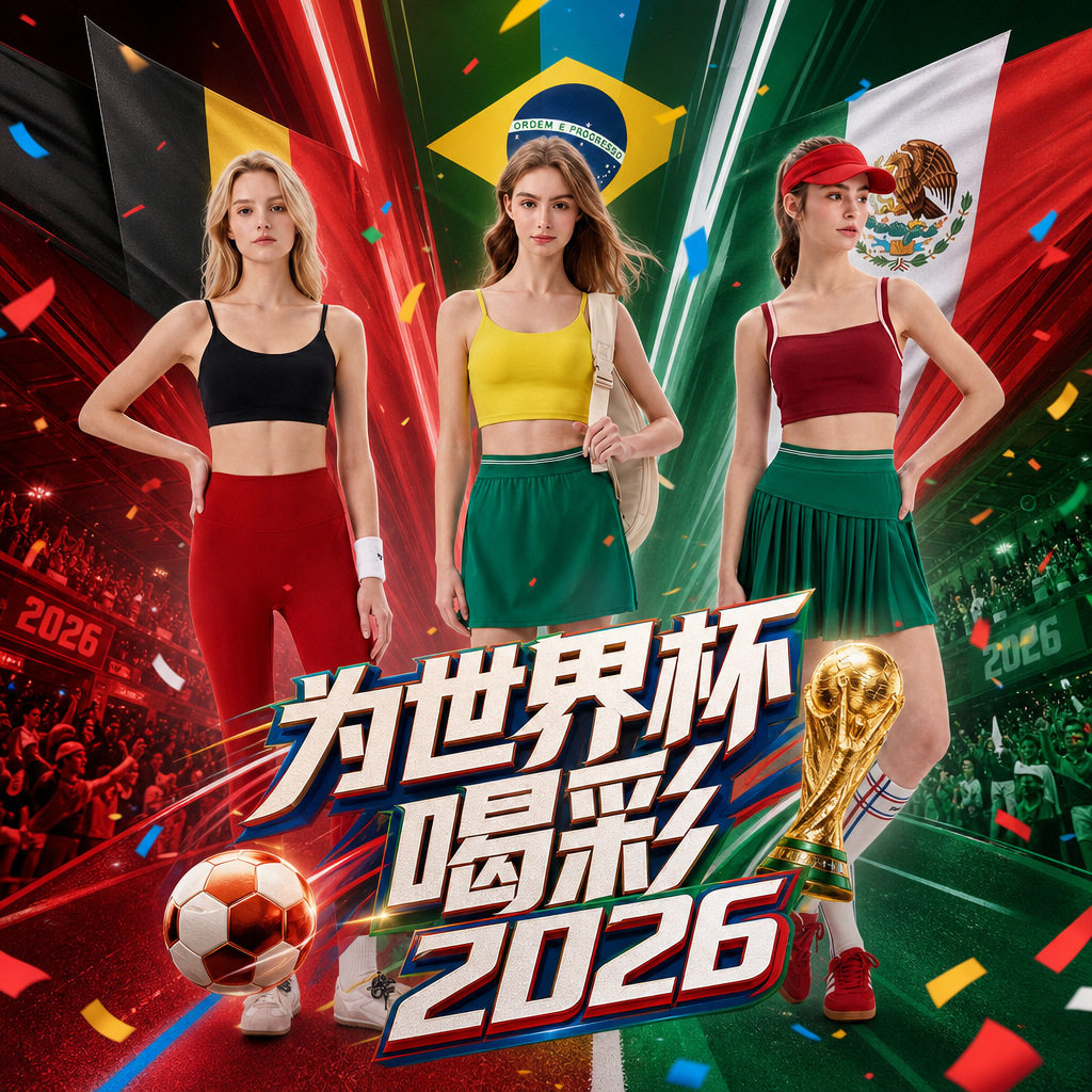 足球世界杯助威观赛球迷穿搭户外活力瑜伽套装女运动两件套健身服