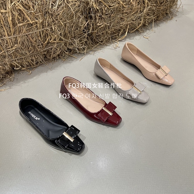 FQ3实拍 NUO QI LIN亮皮小方头浅口单鞋女2026早春搭扣软底一脚蹬