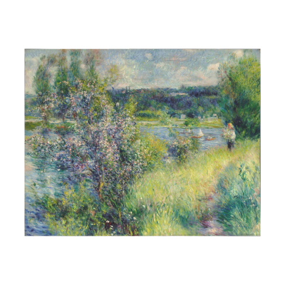 临摹印象派名画雷诺阿风景油画沙图的塞纳河手绘客厅装饰画Renoir