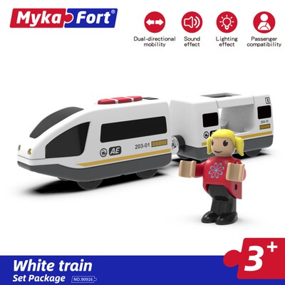 MKF迈卡弗电动白色小火车搭配通用轨道儿童益智拼装玩具礼物90916