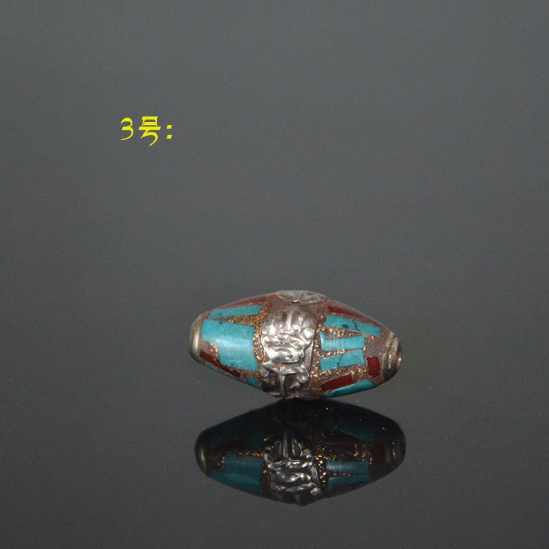 西藏藏式高端配件天然绿松石红宝石金粉手工配饰品复古散珠