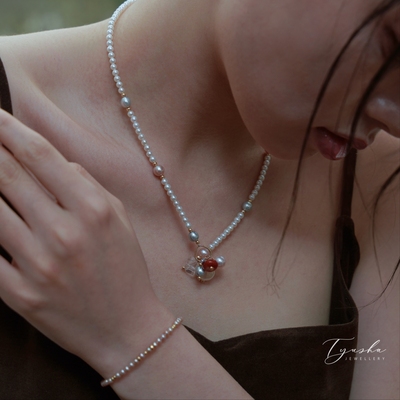 TYUSHA多巴胺天然石淡水珍珠项链