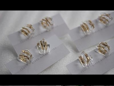 现货日本制ISUI透明玻璃不规则耳夹