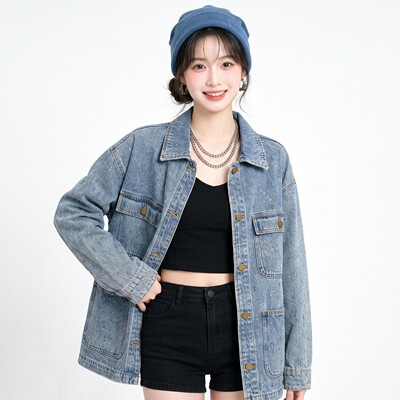 [华]高端HX0K0013单排扣百搭基础款上衣外套女8.17秋