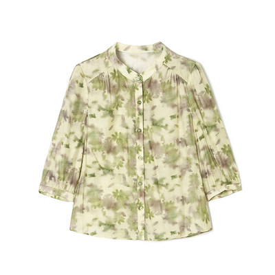 通勤风扣子七分袖莱赛尔