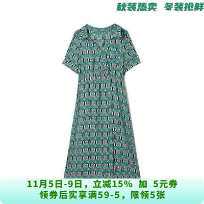 深圳南油NY0A0836含真丝花色中长裙连衣裙女6.16夏