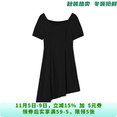 YC0A0020斜边设计中裙纯色短袖裙子连衣裙女6.17夏