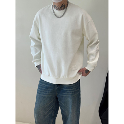 菱形纹理套头休闲卫衣男宽松