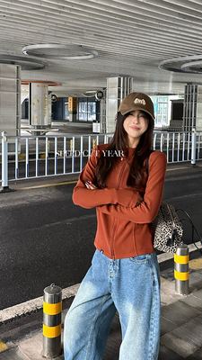 韩系休闲运动风双拉链卫衣外套 小个子百搭显瘦上衣速裁琪年正品