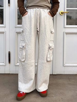 纸袋艾米加绒加厚重工炒雪花阔腿工装裤显瘦百搭休闲卫裤女PS0809