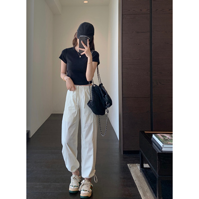 AMR UU◆好穿到爆～轻薄速干工装裤高腰防晒休闲直筒裤女春夏新款