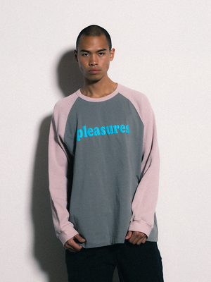 PLEASURES拼色发泡印花LOGO长袖T