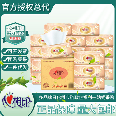 心相印金装金典100抽三层塑装纸面巾20包装DT58100箱装卫生纸量批