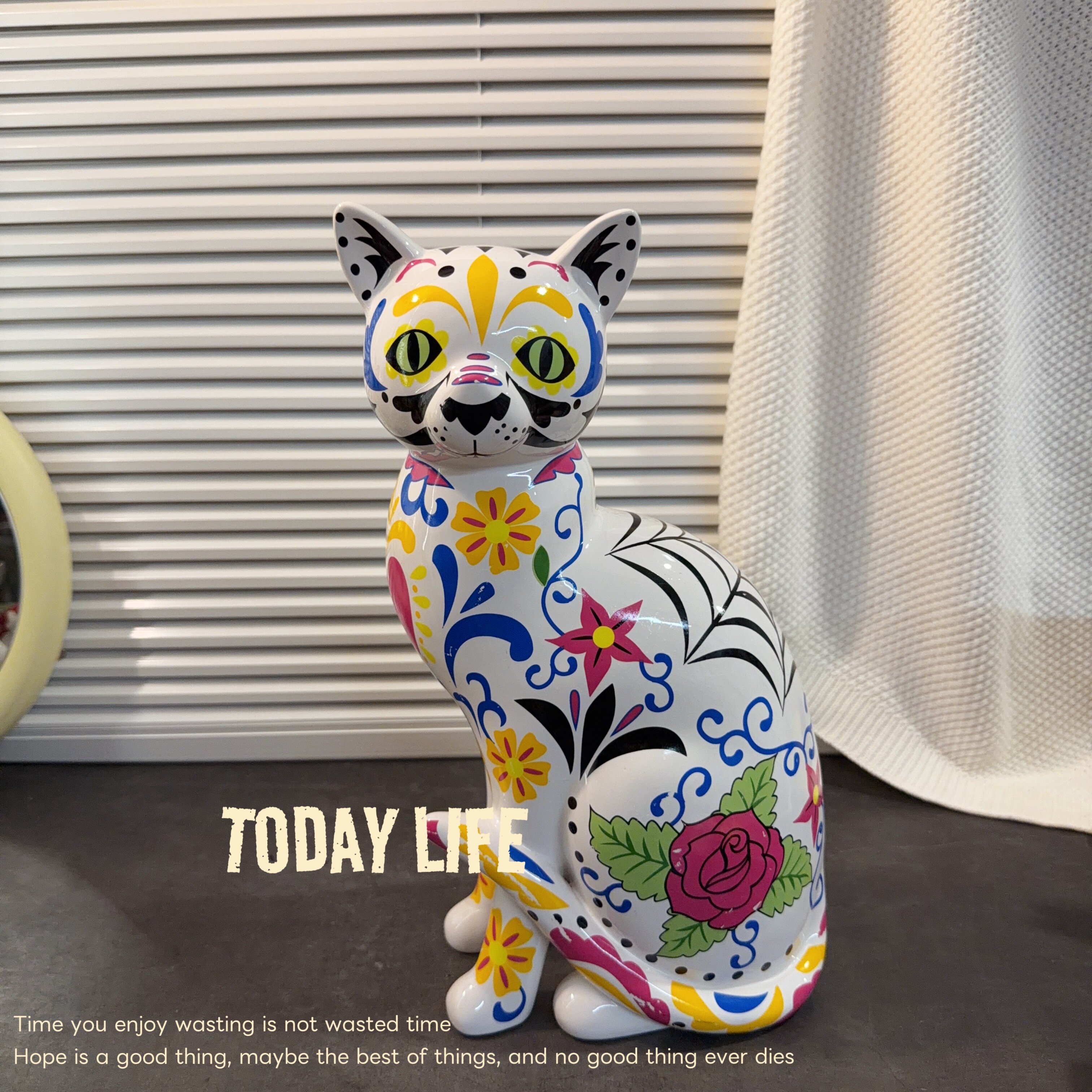 外贸尾单孤品 陶瓷彩绘猫咪涂鸦系列 摆件家居装饰品