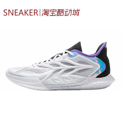 #LiNing 李宁 闪击12 低帮 篮球鞋 标准白 紫色 ABAV069-2-3