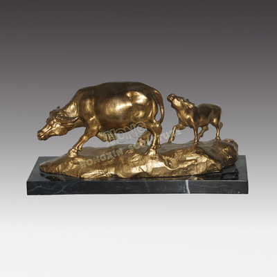 鸿鑫雕塑黄铜母子牛工艺饰品摆件