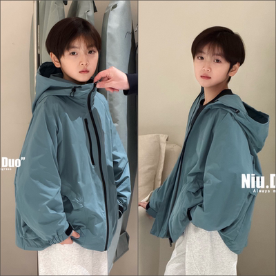 牛哆哆童装2026春款男童软壳户外连帽外套中大童夹克衫外套77813