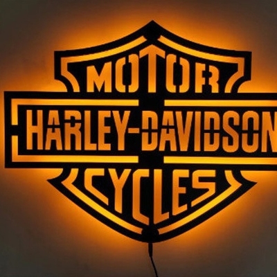 跨境外贸 harley davidson壁饰夜灯装饰led灯哈雷·戴维森标志