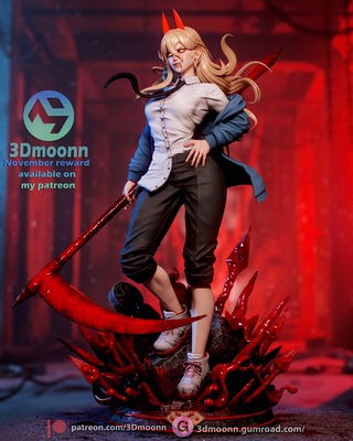 《链锯人》帕瓦(双体含支撑) 3Dmoonn版 已分件 3D模型Stl文件