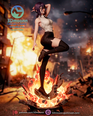 《链锯人》蕾塞(三体含支撑) 3Dmoonn版 已分件 3D模型Stl文件