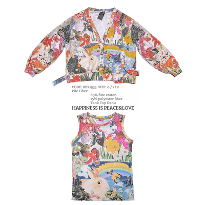 WEIQIN HAWAII OAHU 油画纱棉 瓦湖岛 海岛兔套装 夹克外套 背心