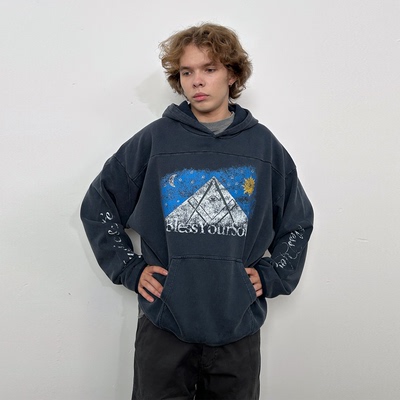 NOSD (by BUllSHITLAB) 25FW 音乐系列 破坏结构做旧插画套头卫衣