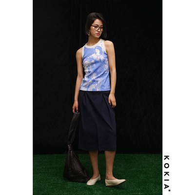 KOKIA古典派印花罗纹工字背心