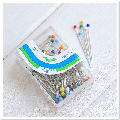 菊家 90支3cm长 盒装珠针 钢头珠针 定位针 玻璃钢头珠针