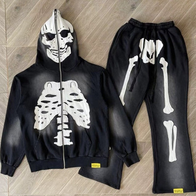 That's A Awful Lot Of Cough Syrup 骷髅贴布连帽拉链卫衣外套