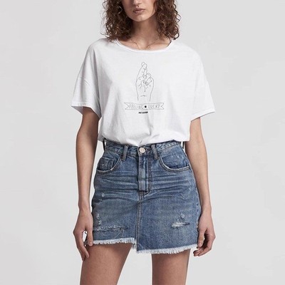 清仓 一件4折 两件2.8折 不退不换 One Teaspoon 蓝色牛仔超短裙