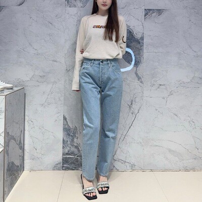 国内现货 Goldsign 中腰浅蓝色基础款显瘦显腿长九分直筒牛仔裤女