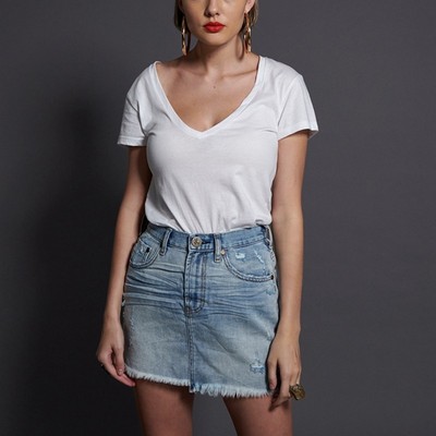 清仓 一件4折 两件2.8折 不退不换 One Teaspoon 蓝色牛仔超短裙