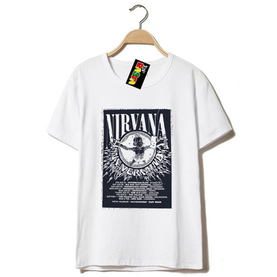 涅槃乐队车库游泳喷墨印花t恤