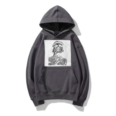 快乐小分队后朋克脉冲人像joy division宽松加绒加厚帽衫卫衣外套