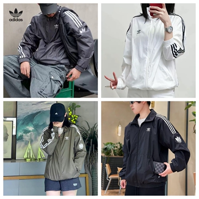 阿迪达斯三叶草LOGO刺绣夹克男