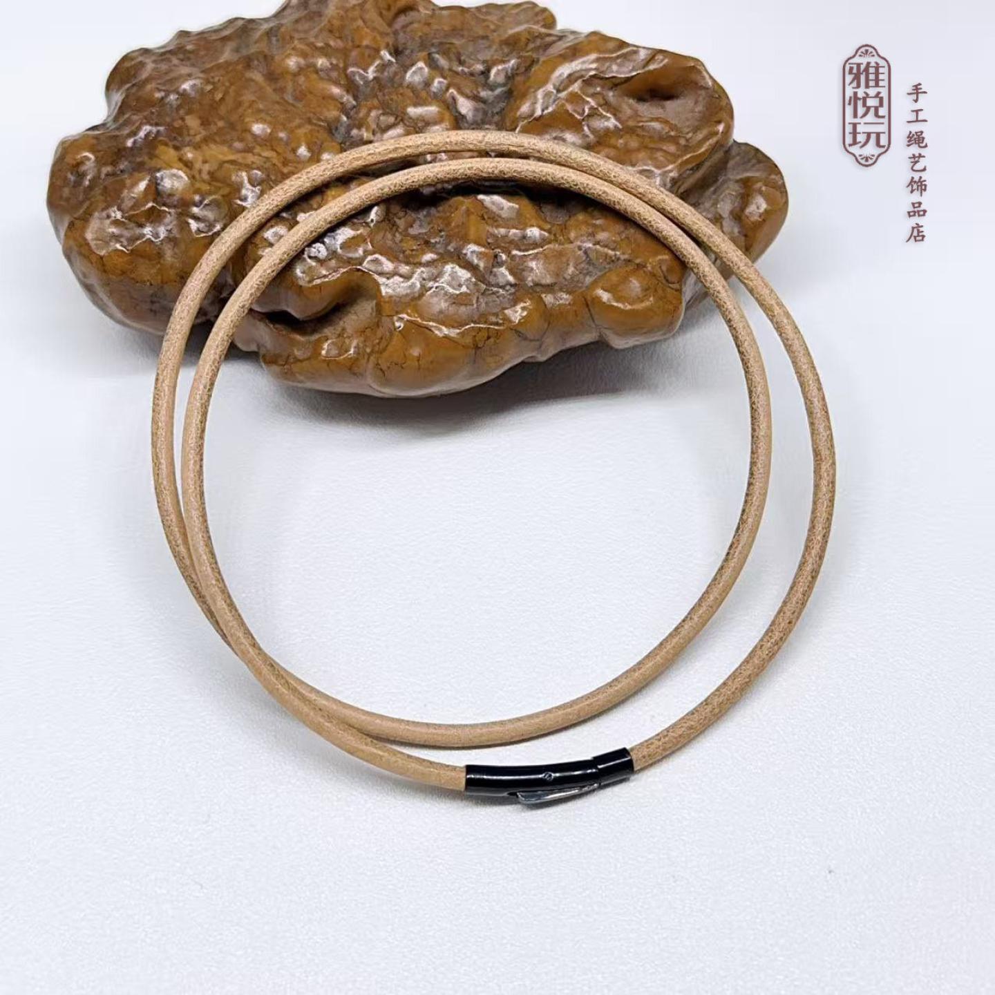 天然皮革项链绳牛皮绳男女简约金属扣可调节细腰带百搭饰品