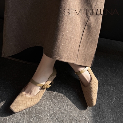 SEVEN LUNA~国内正品2026春季复古编织玛丽珍鞋高跟单鞋女SLWC827