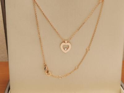二手正品Fred斐登Pretty系列18k玫瑰金迷你心形女款钻石项链吊坠