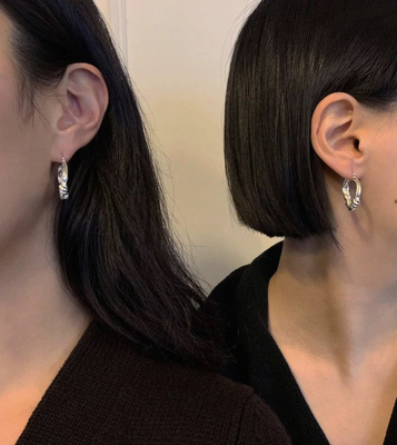 coldframe金银色麻花耳环女韩版简约高级感耳圈轻奢精致时尚气质