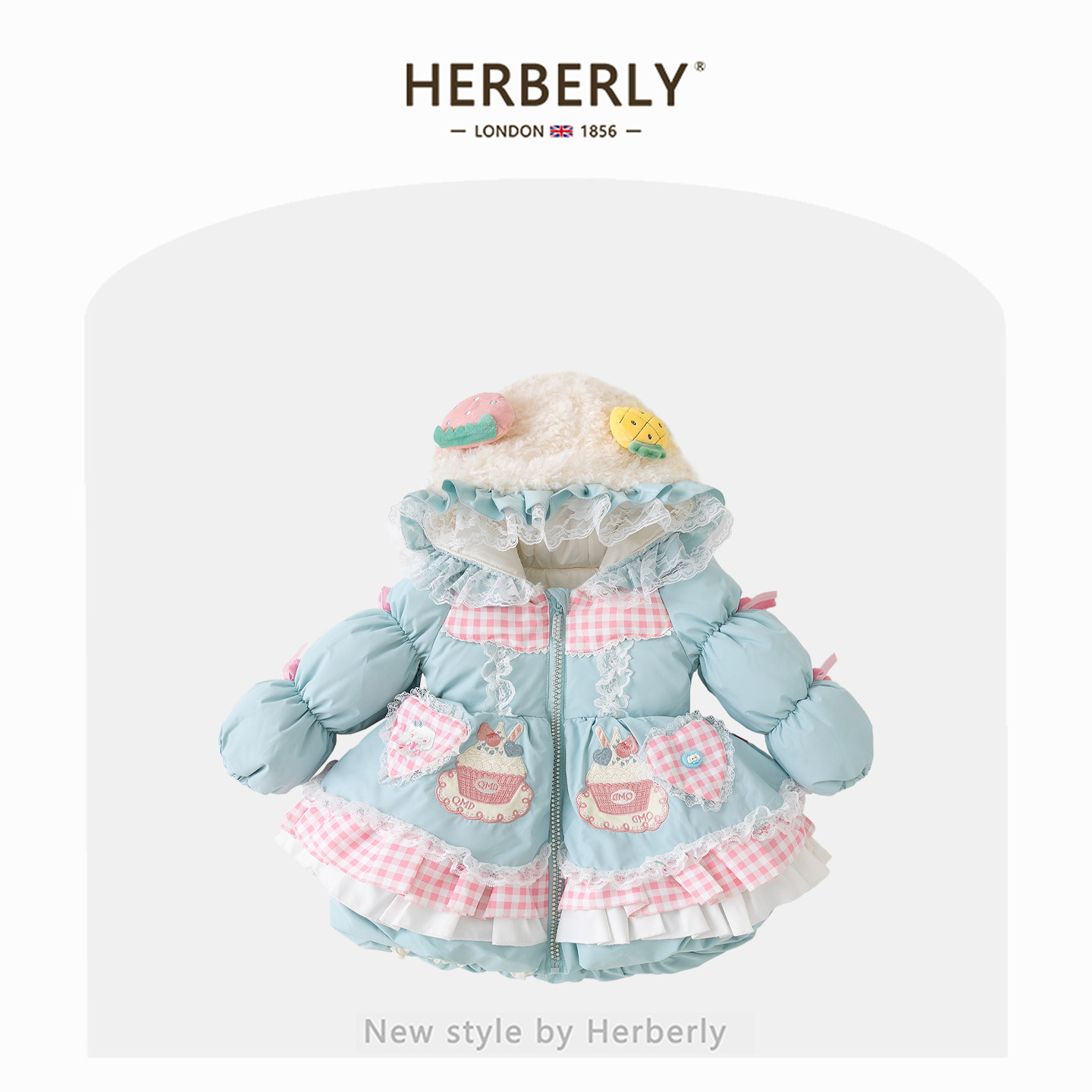 赫柏莉HERBERRY女童洛丽塔羽绒服冬装女宝宝玉桂狗加厚lolita外套