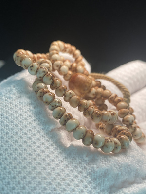 珍藏款 金花陈籽老料蒜瓣白蜡贵族款大肠6mm百搭串顶瓷高密菩提籽