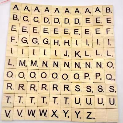 100PCS 英文字母木方块 早教益智开发木片 26字母木方块大小写