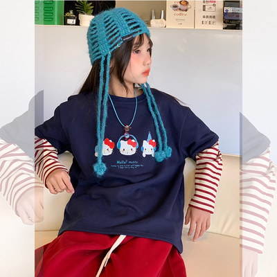 西西家女童春假两件长袖百搭T恤