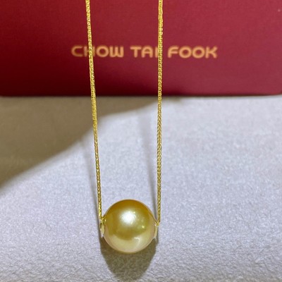 G18k金路路通项链11～12mm南洋海水金珍珠，暖阳金色，厚金肖邦链