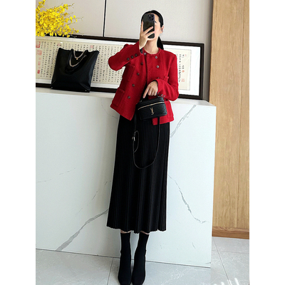 C4761 时尚巴黎的老店 优雅刚需！各种百搭显瘦 松紧腰百褶长半裙