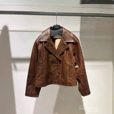 iblues宽松休闲短款羊皮外套