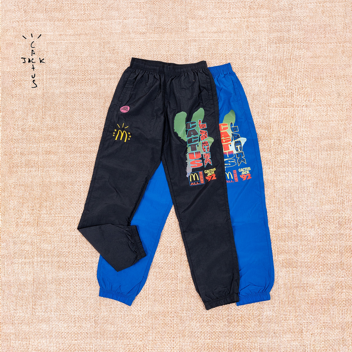 Cactus Jack×Travis Scott 麦当劳联名款logo印花梭织束脚运动裤