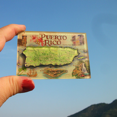 PUERTO RICO波多黎哥当地购买冰箱贴 亚克力 地图形