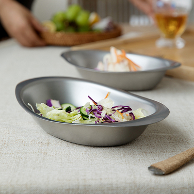 日本青芳制作所Aoyoshi复古磨砂不锈钢意面盘子日式深咖喱盘餐盘